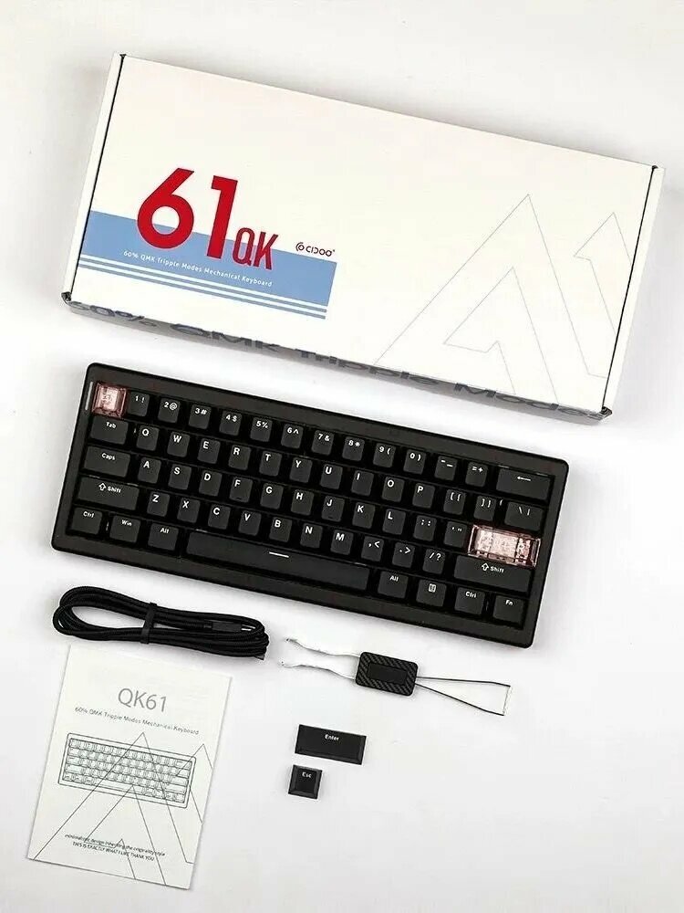 Cidoo QK61 V2 Игровая клавиатура беспроводная Cidoo Qk61 V2, Английская раскладка, черный, черный матовый