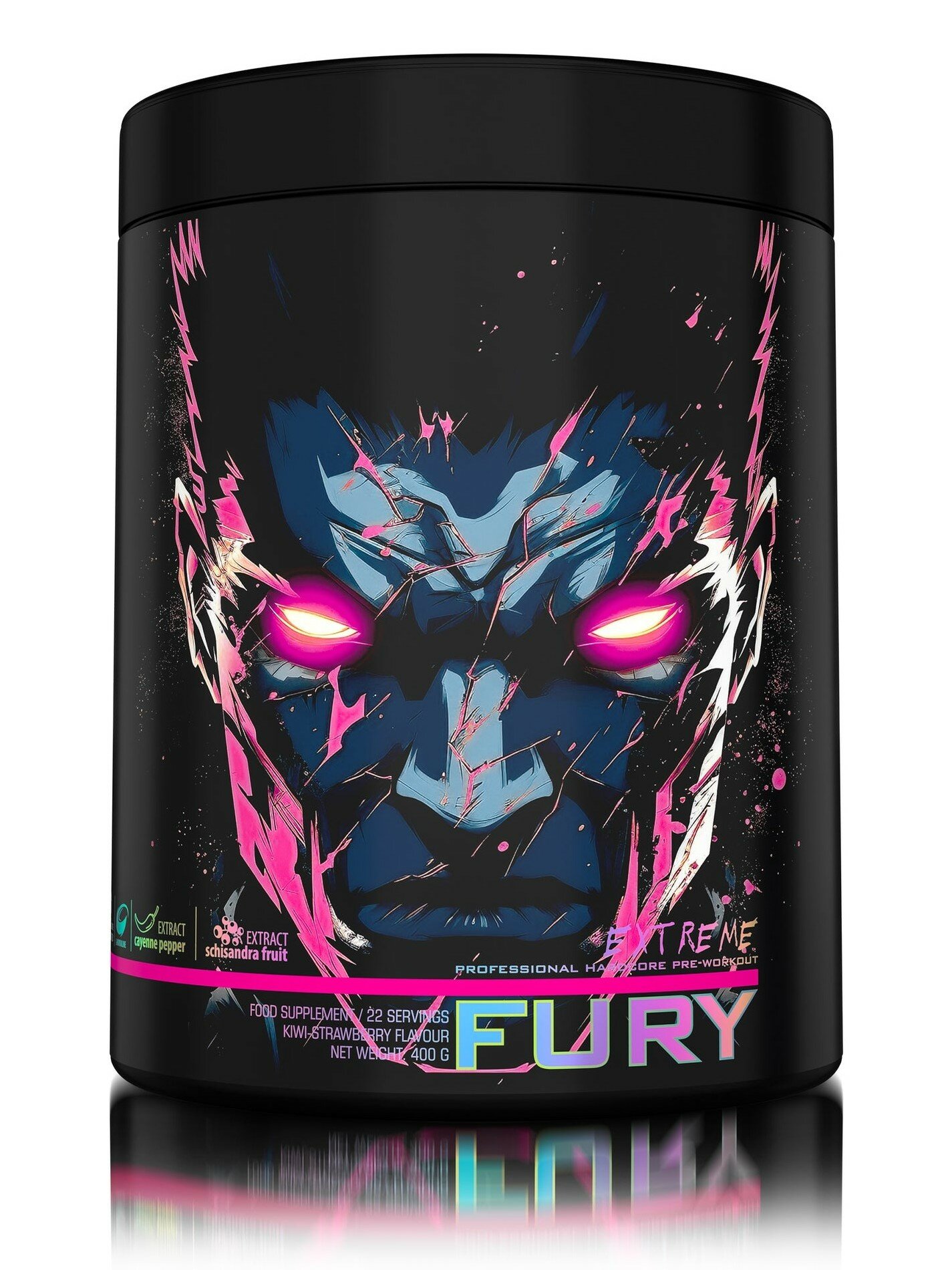 Предтренировочная добавка для повышения энергии, концентрации и выносливости Genius Nutrition Fury extreme 400 г киви-клубника