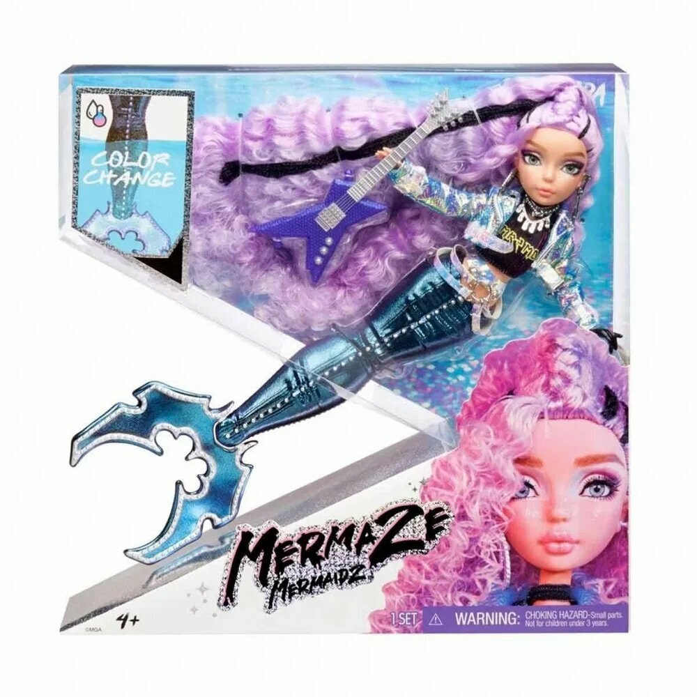 MGA Entertainment Mermaze Mermaidz Color Change / Стильная подвижная кукла-русалка, меняющая цвет, с детальными аксессуарами для детей от 5 лет и старше.