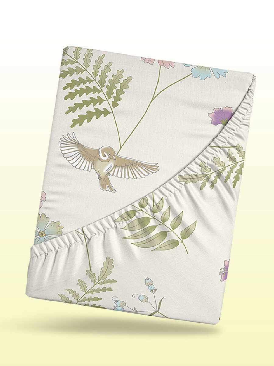 Простыня Василиса на резинке 160х200х25 см, Поплин, хлопок 100%, Самоцветы