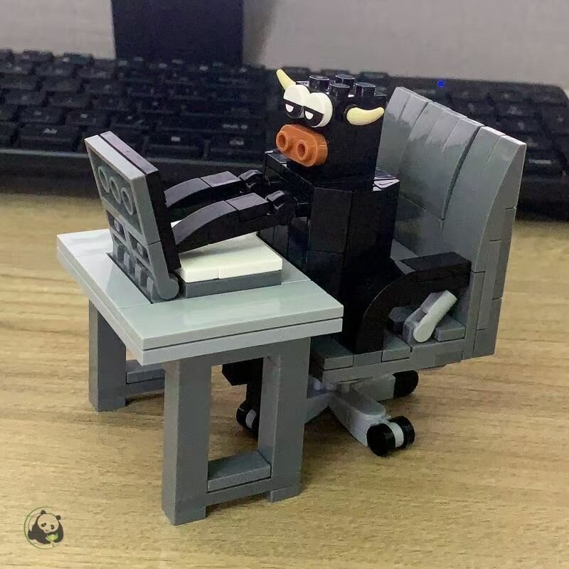 Пластиковый 3D-конструктор корова-мем , мини-кубики, развивающая головоломка для взрослых и детей