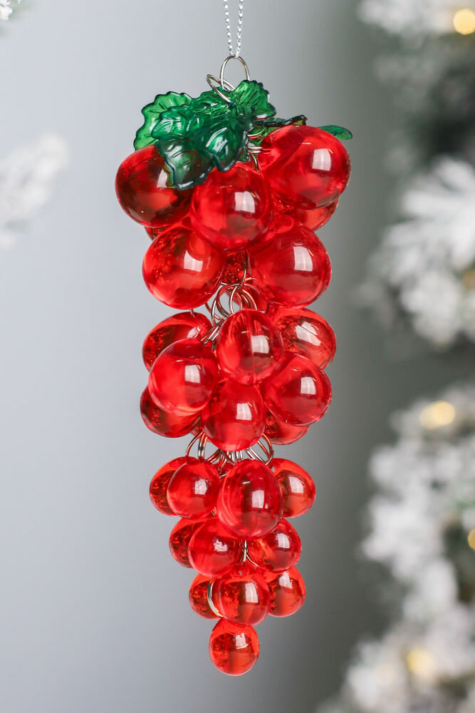 Ёлочная игрушка спелая гроздь - красное пламя, акрил, 14 см, Kurts Adler H7527-3