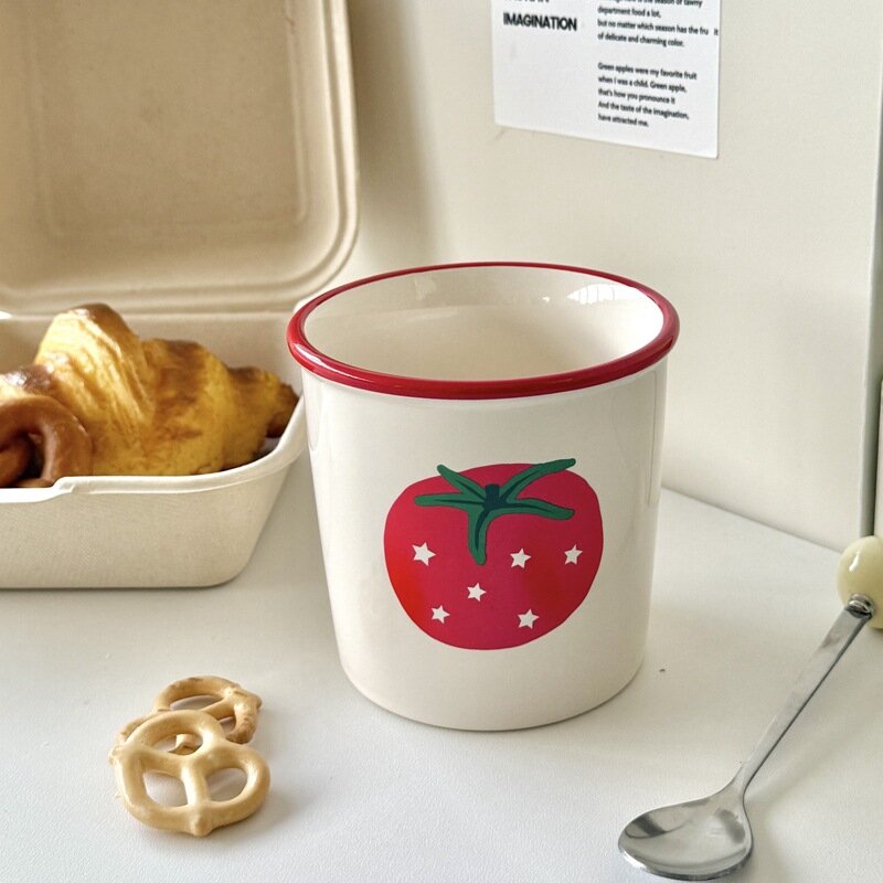 Керамическая кружка на рождественскую тематику для девочек, стильная кружка для воды, кофейная кружка, керамическая кружка в форме помидора, кружка в форме яблока.