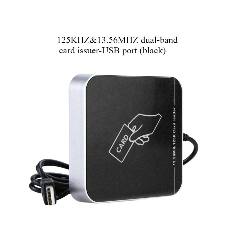 Бесконтактный считыватель RFID-карт с USB-интерфейсом, подключение по принципу "plug-and-play", запись с 125 кГц на 13,56 МГц, настольный двухдиапазонный считыватель карт, оптовая продажа.