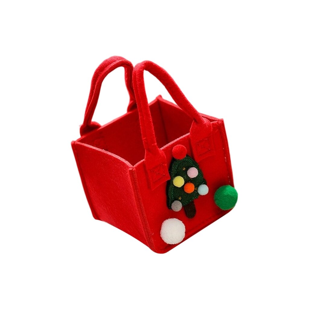 Рождественская фетровая сумка В Канун Рождества Яблочная Коробка Apple Bag Портативный Подарок-Красное вино-Квадратный стиль Три