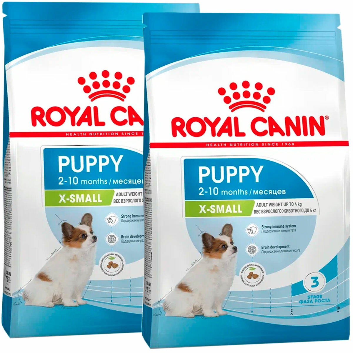 Корм сухой Royal Canin X-Small Puppy для щенков маленьких пород, 3 кг х 2 шт