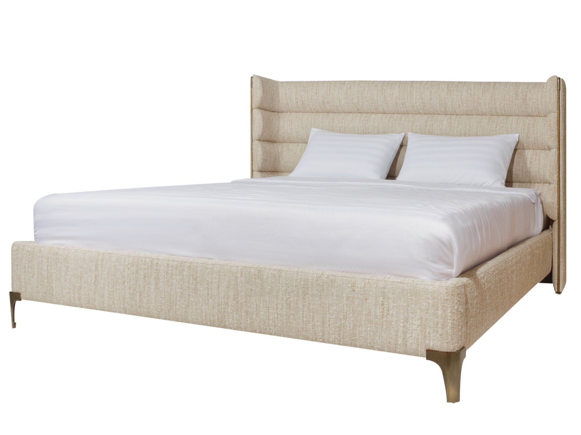 Кровать Уэлш 180 на высоких ножках, букле светло-бежевый меланж, Каркас - хвойная фанера, Наполнитель - ППУ, Обивка -