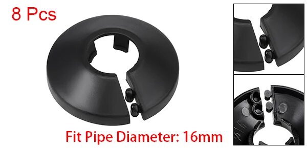 Uxcell набор декоративных колпачков для труб 8 шт, пластик, белый/черный Black 17mm