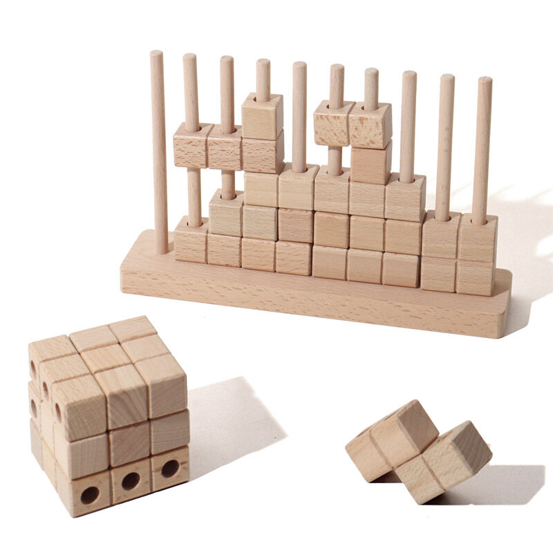 Многофункциональные строительные блоки для детей, тетрис, развивающие игрушки для раннего обучения, цветные сома-блоки, деревянные игрушки