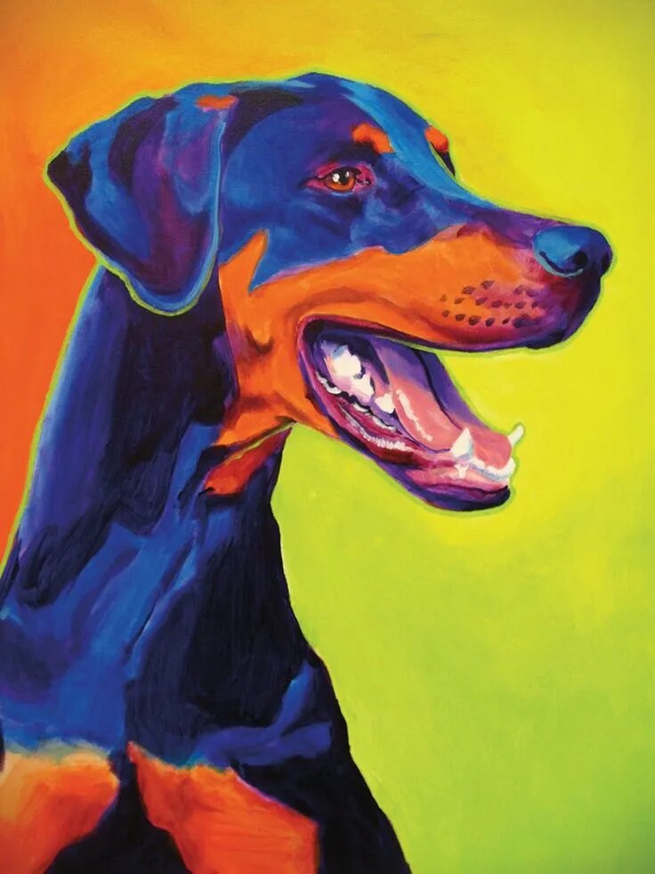 Алмазная Картина "Доберман" 5D Круглый Бриллиант 30х40 См