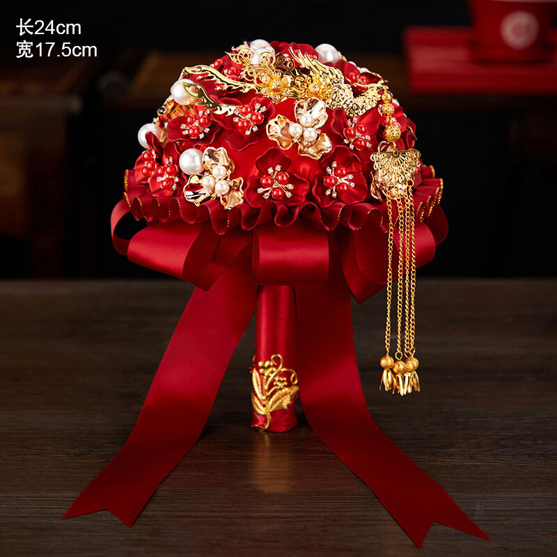 Ручной букет жениха, реквизит для свадебной фотографии, высококачественная имитация свадьбы, красный ручной букет невесты