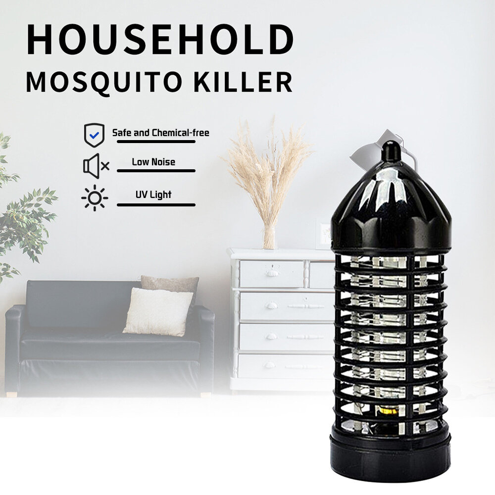 Электрическая лампа для уничтожения москитов Bug Zapper без химикатов ловушка для насекомых мух с УФ-лампой для улицы и дома черного цвета напряжение 110V(US), 220V(EU/UK) площадь действия 20м² размер 21*8.5*8.5см