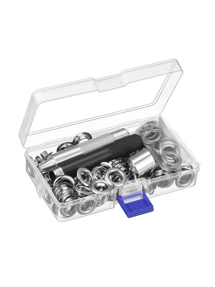 Люверсы с инструментом для установки, 100 компл, диаметр-6мм/10мм/12мм/14мм, для тентов, штор, навесов