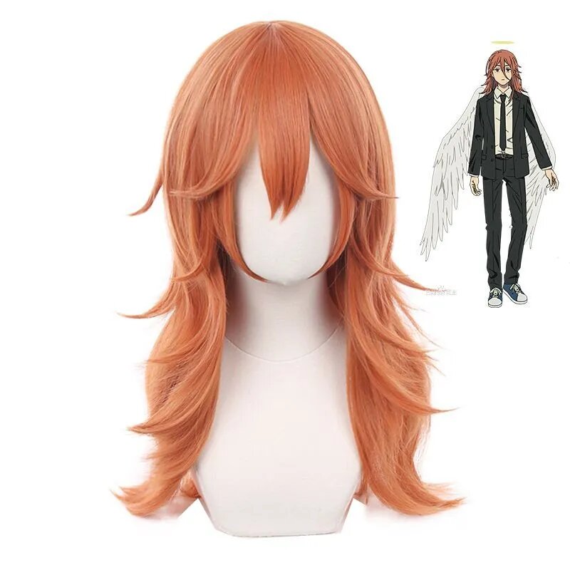 Парик для косплея Аниме Человек-бензопила Chainsaw Man Ангел Демон Angel Demon Оранжево-рыжий парик