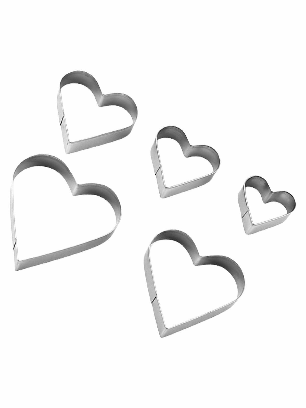 Набор форм в форме сердца из 5ШТ. Нержавеющая сталь для выпечки и приготовления десертов