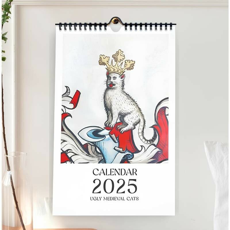 Ugly medieval cats calendar 2025 ideal for office spaces and employee welfare