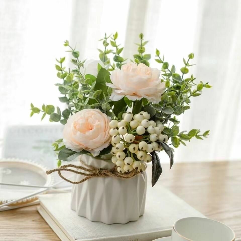 Искусственные цветы, декоративные цветы, маленькие горшечные растения, пластиковые цветы, офисные настольные искусственные зеленые растения, декорации для гостиной, маленькие украшения от фабрики