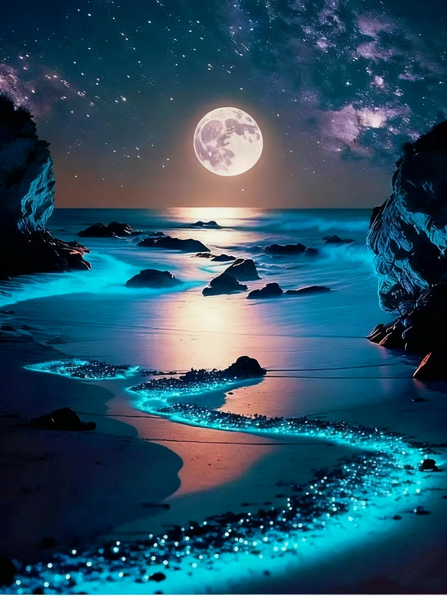 Алмазная мозаика Картина стразами "Луна за облаками" 30х40 без подрамника