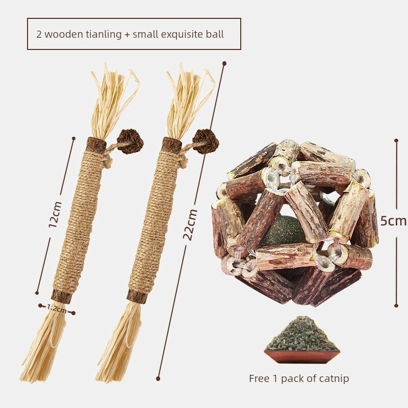 Прочная палочка с котовым мятным листом и маленькой жемчужной игрушкой для ухода за зубами - 2 шт.