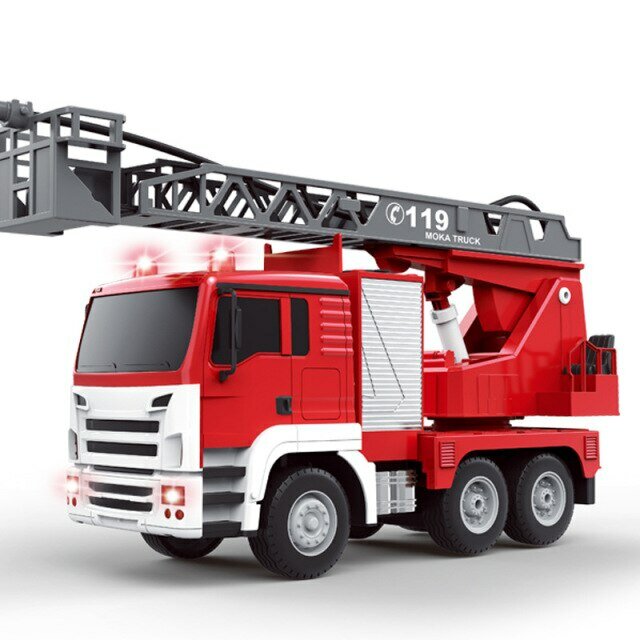 Большая RC 2.4G Большое дистанционное управление Электрическая пожарная конструкция грузовик Спрей пожарные игрушки автомобиль Спрингер музыка пожарные тренировочные игрушки RC грузовик (красный)