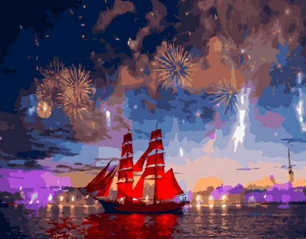 Картина по номерам Алые паруса Роспись по холсту 40х50 см MS7341 с 8 лет