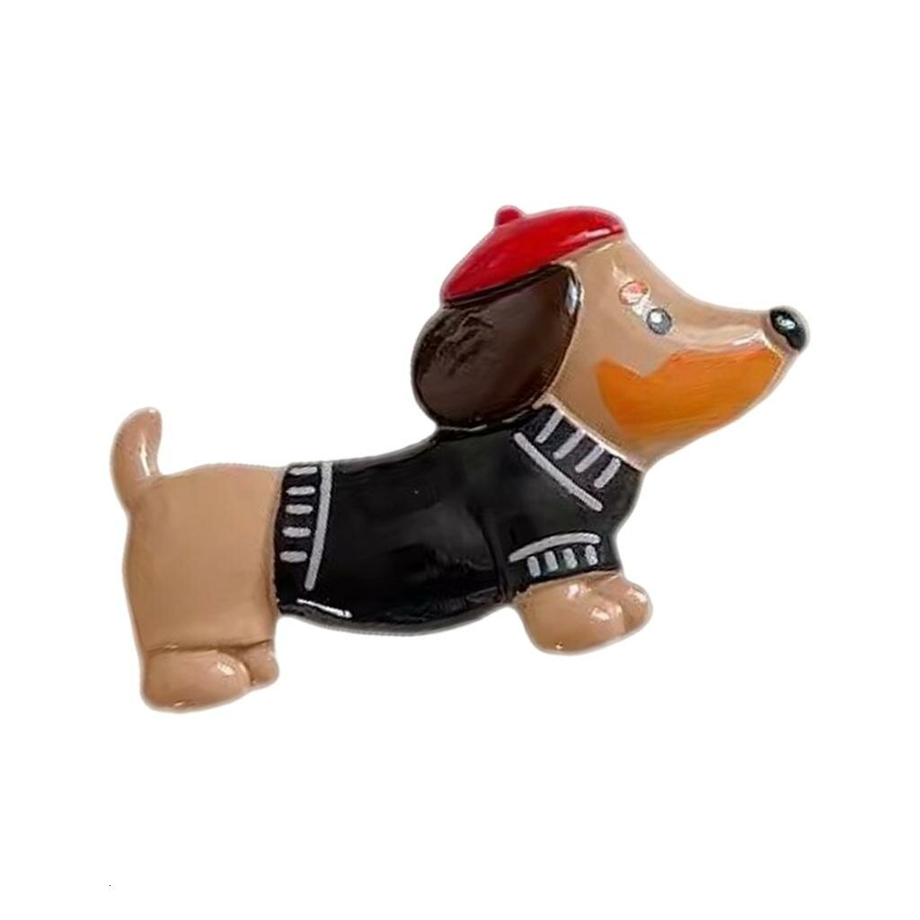 Черные коты и таксы, магниты для холодильника, рыжая шляпная такса