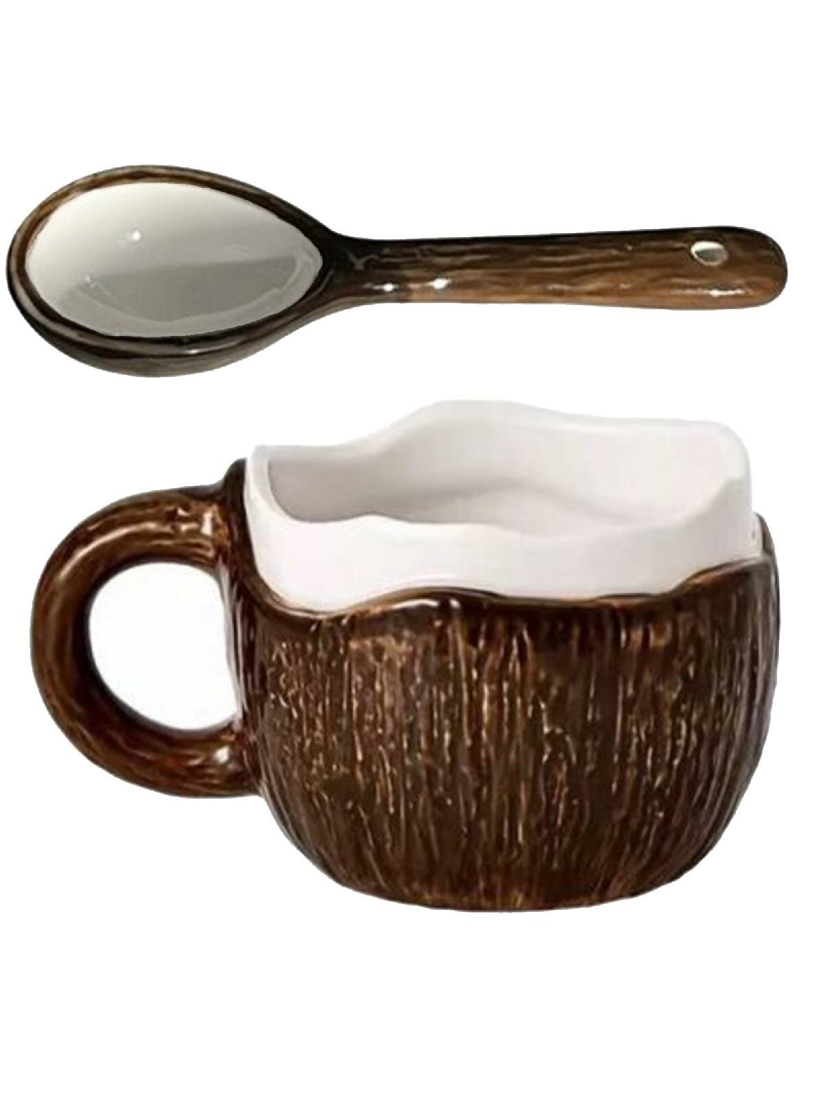 Керамическая кружка с набором ложек в стиле Coconuts, необходимая для кухни теплоизоляция