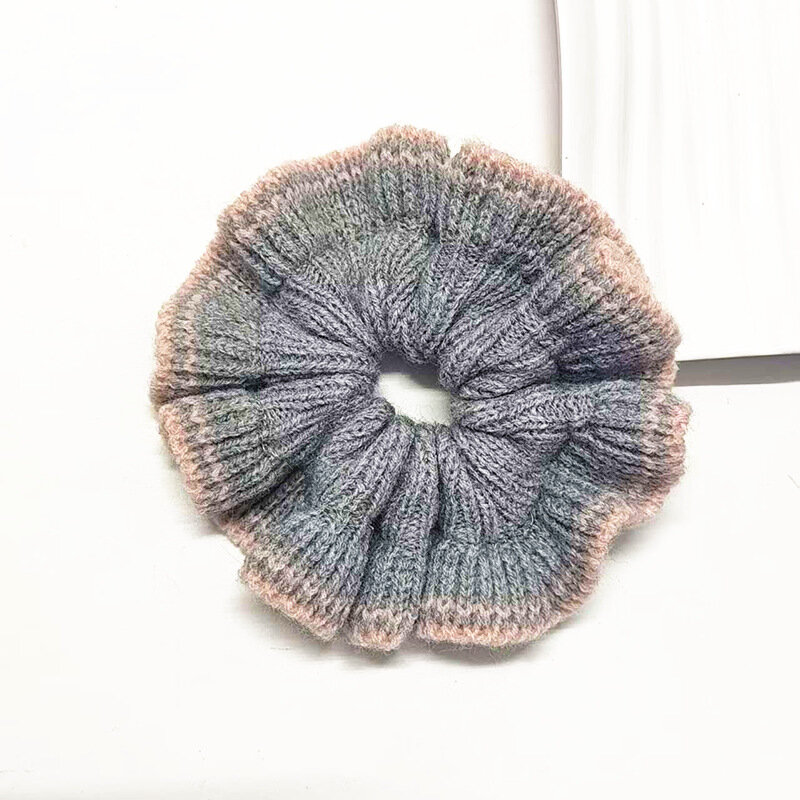 Корейский стиль вязаной пряжи для волос для женщин, осень и зима, высококачественный цветной блок скранчи, плетеная эластичная лента, новый аксессуар для волос, резинка для волос