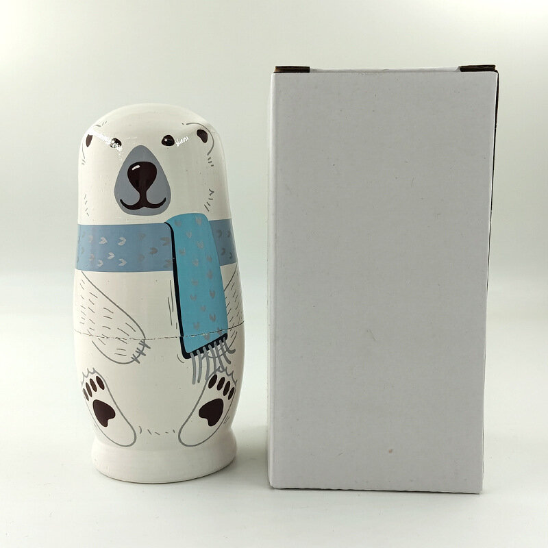 Производитель оптом русская матрёшка 5-слойная деревянная белая большая собака медведь матрёшка домашний детский декор подарок