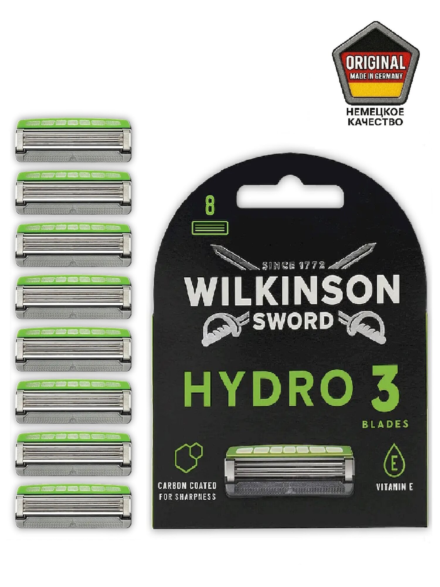 Schick / Wilkinson Sword Hydro 3 , Сменные кассеты для бритв Hydro, 8 шт.