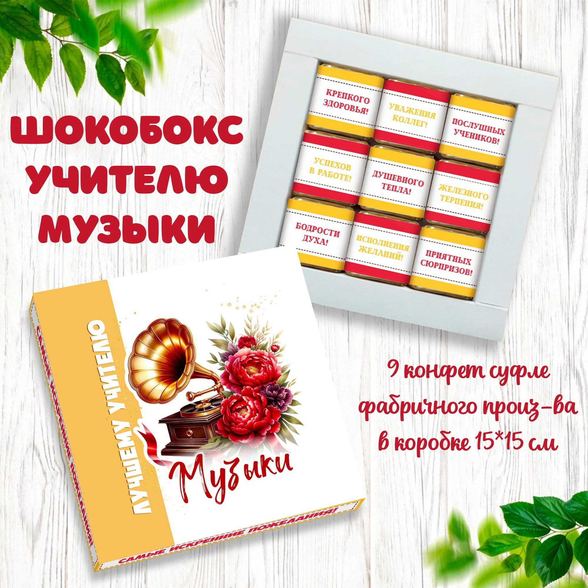 Шокобокс учителю музыки. подарочный набор конфет для учителя музыки. 9 конфет. 1 коробка