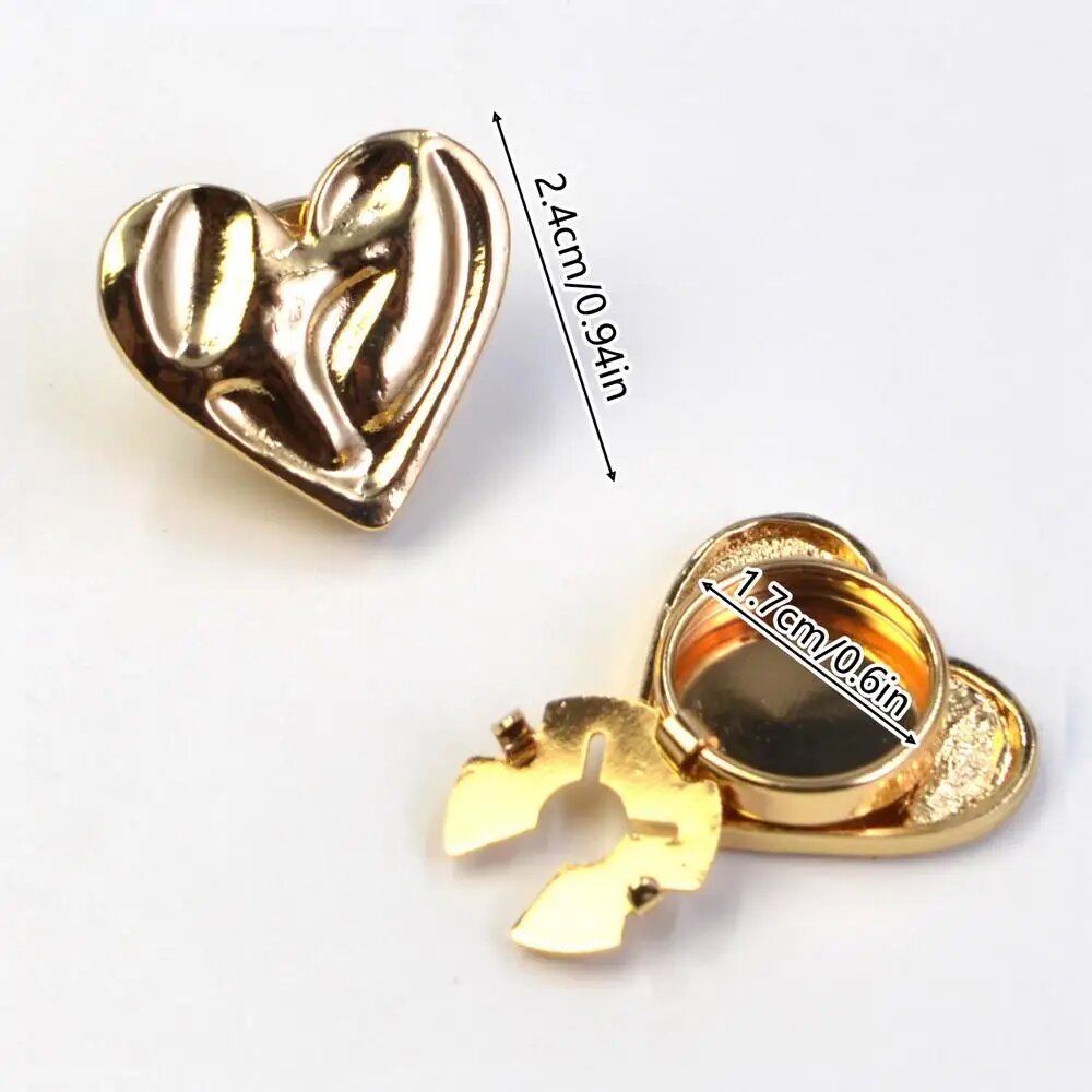 Броши-запонки сердечки из сплава 2 шт. Gold