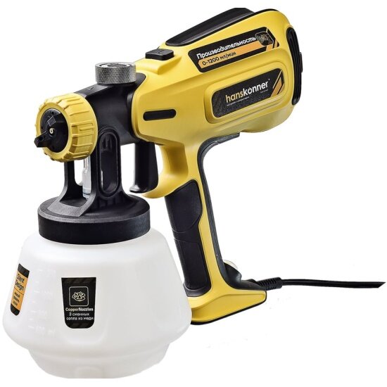Краскопульт Hanskonner HSG9680 PLATINUM, 800Вт, 0-1200мл/мин, 120DIN/сек, малошумный, шнур 6м