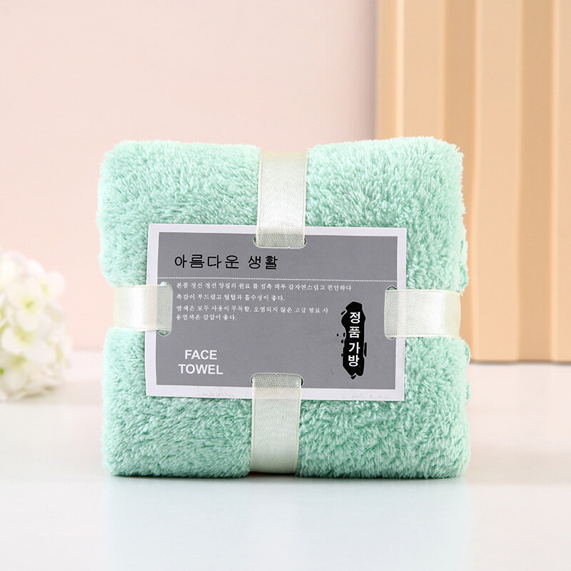 Оптовая продажа коралловых бархатных полотенец с картами Светло-зеленый_35*75