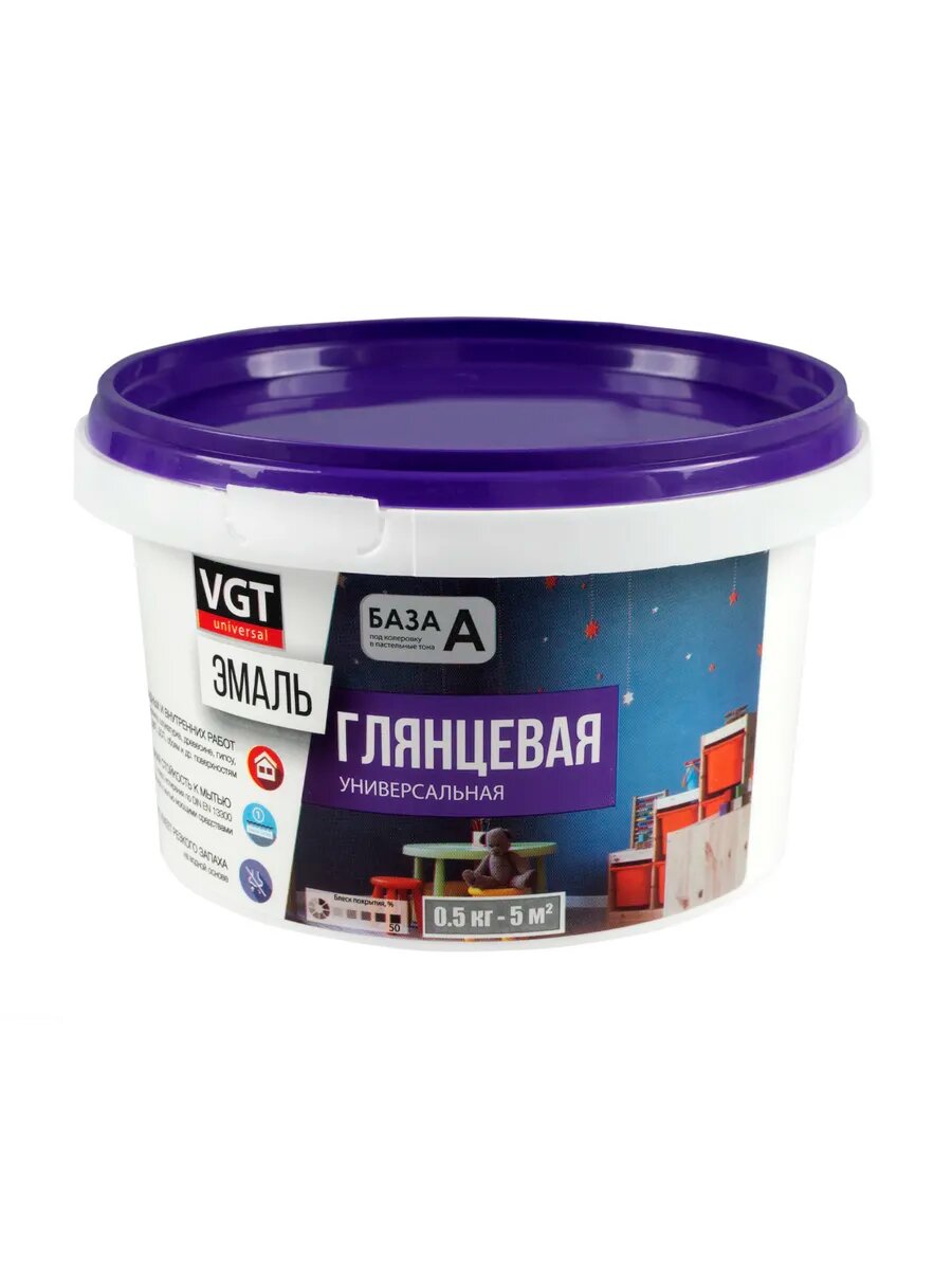 ВД-АК-1179 эмаль акрил глянц, универс, basА, супербел 0,5кг