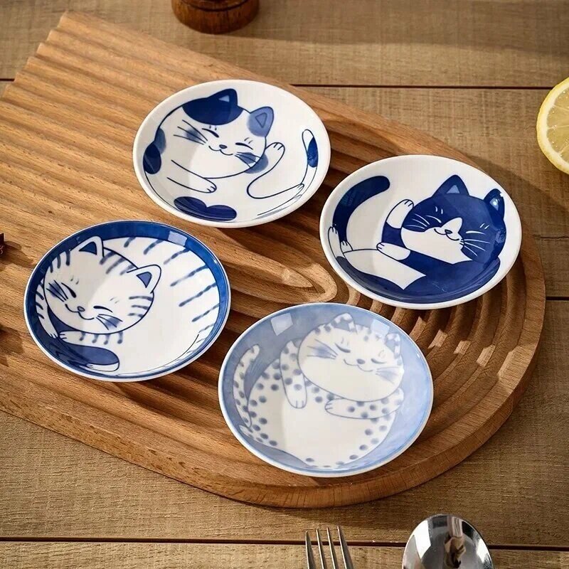 Керамическая тарелка Lucky Cat 10 см 4 шт. ， Керамическая тарелка для макания закусок в горячем горшочке