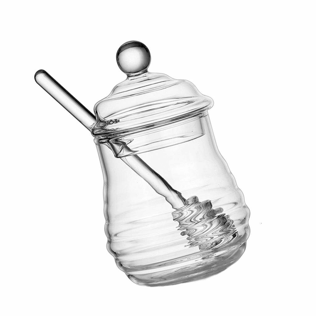 Стеклянная банка для мёда с боковым отверстием и крышкой, 280ML