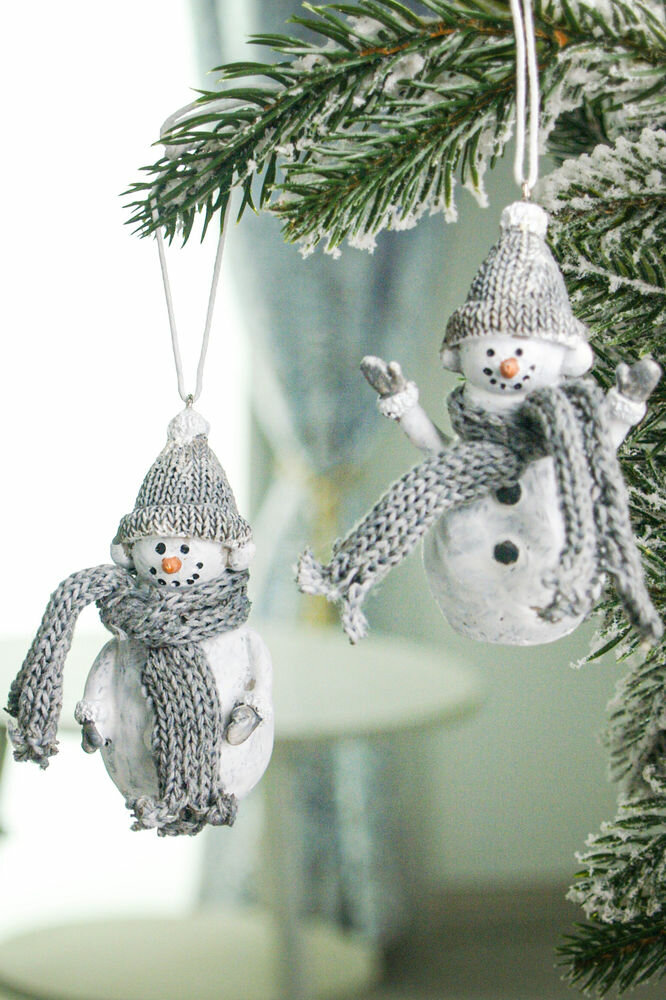 Набор ёлочных игрушек снеговики-близнецы, полистоун, текстиль, 8 см, 2 шт, Boltze 2058911-набор