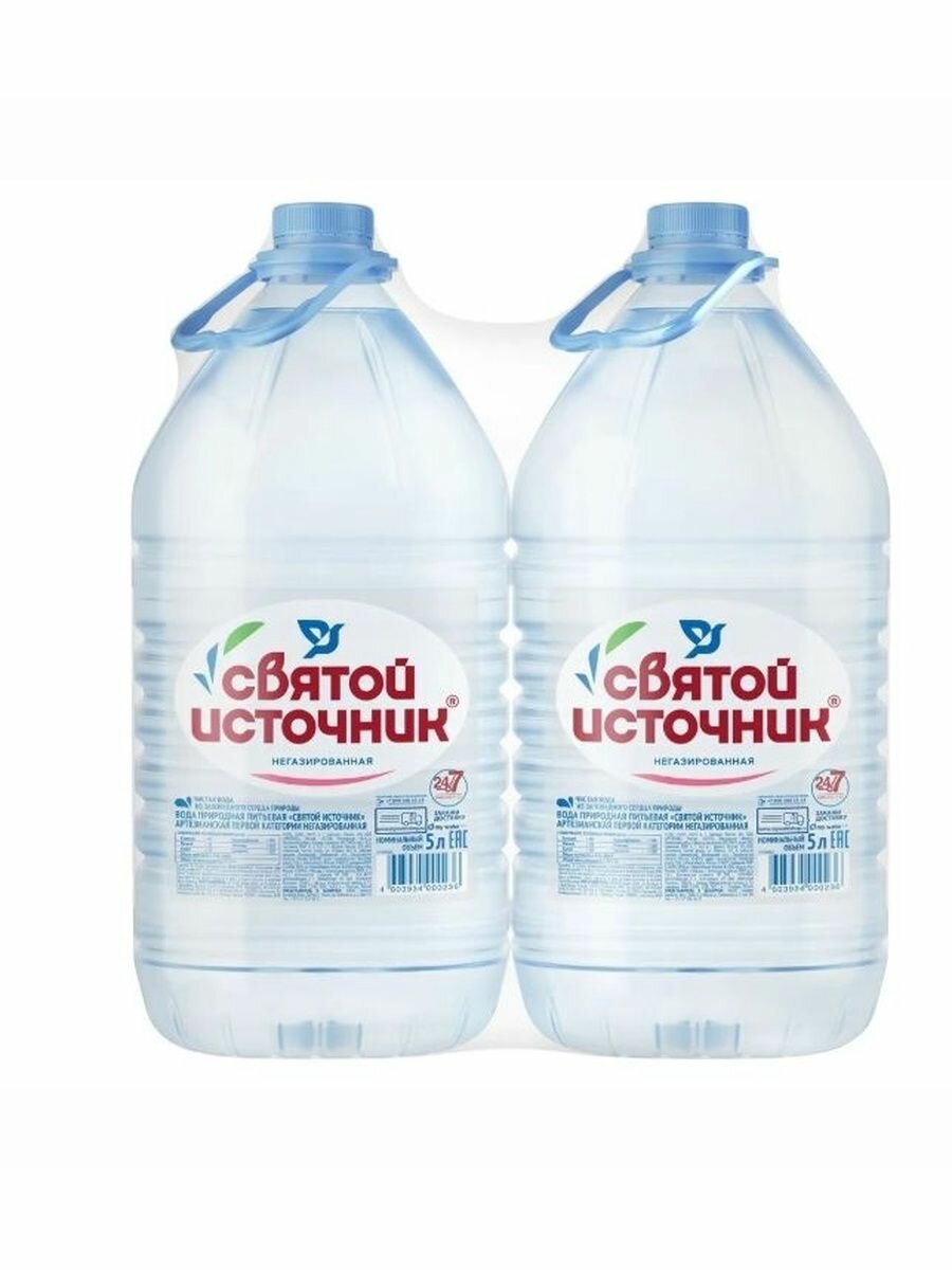 Вода питьевая Святой Источник 5л негазированная. Упаковка 2 шт.