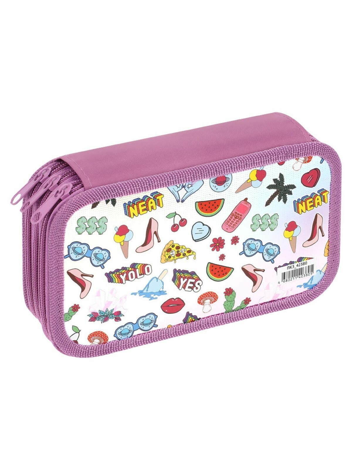 Пенал 3 отделения 19х11см ламинация (ПК3-42380)