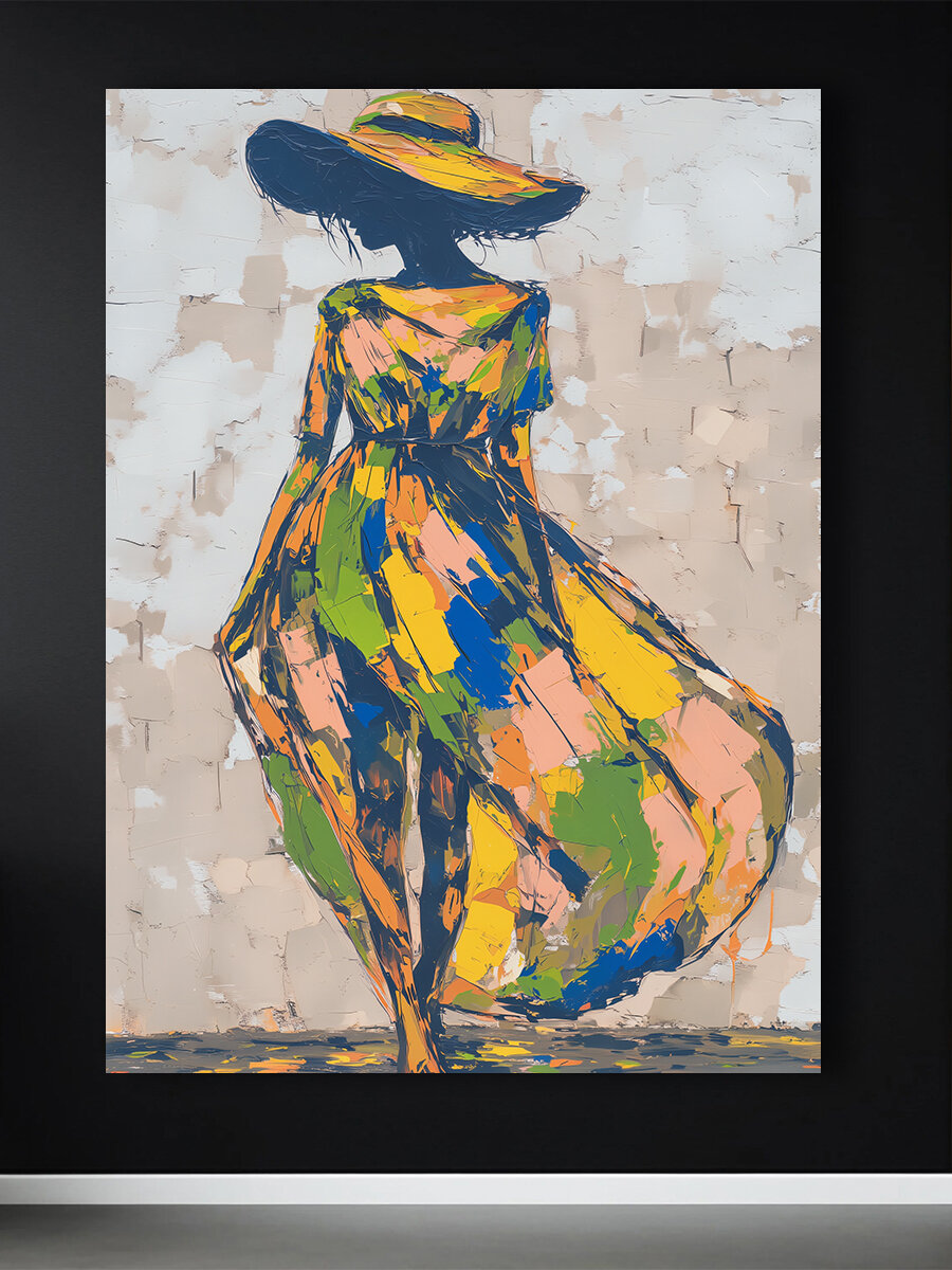 Картина интерьерная на стену - "Девушка танец стильная абстракция в гостиную, женский абстрактный силуэт" , 60х80 см.