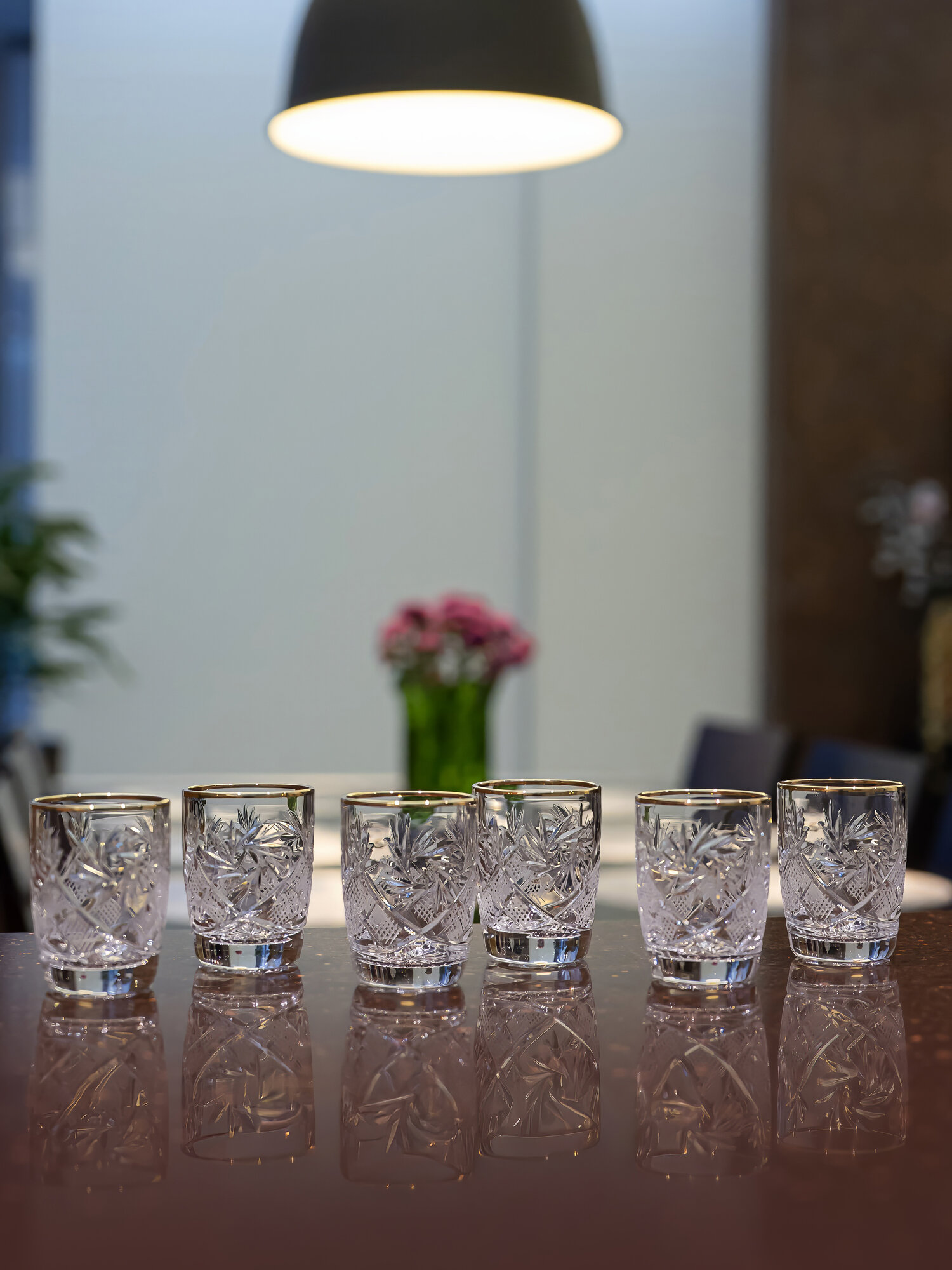 Набор стопок хрустальных для водки / шотов / ликера, отводка золотом 35 мл. (6 шт.), Неман 4189-1000/1