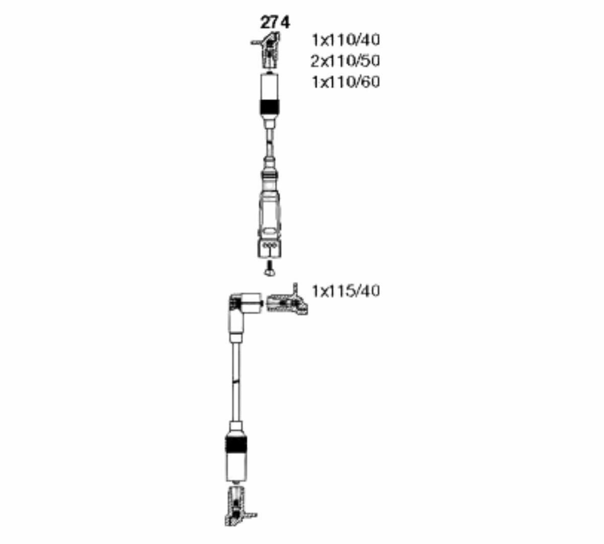 Провода высоковольтные Bremi 274, комплект, Audi 80, Coupe 1.6-2.0 двигатель RN, PP, PM, JN, NE, SF, AAD, 3A, ABM, ABT, ABK