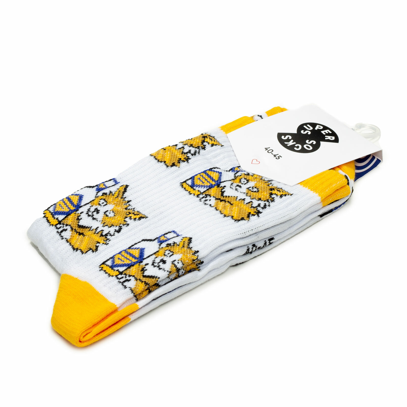 Носки Super socks Носки с рисунками Super Socks - Алкокот, размер 40-45, белый, черный, желтый — фото 1