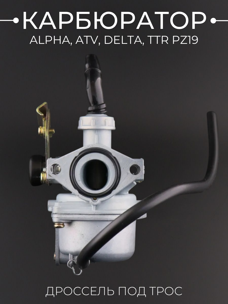 Карбюратор Alpha, ATV, Delta, TTR PZ19 (дроссель под трос) квадроцикл, эндуро, питбайк, мопед
