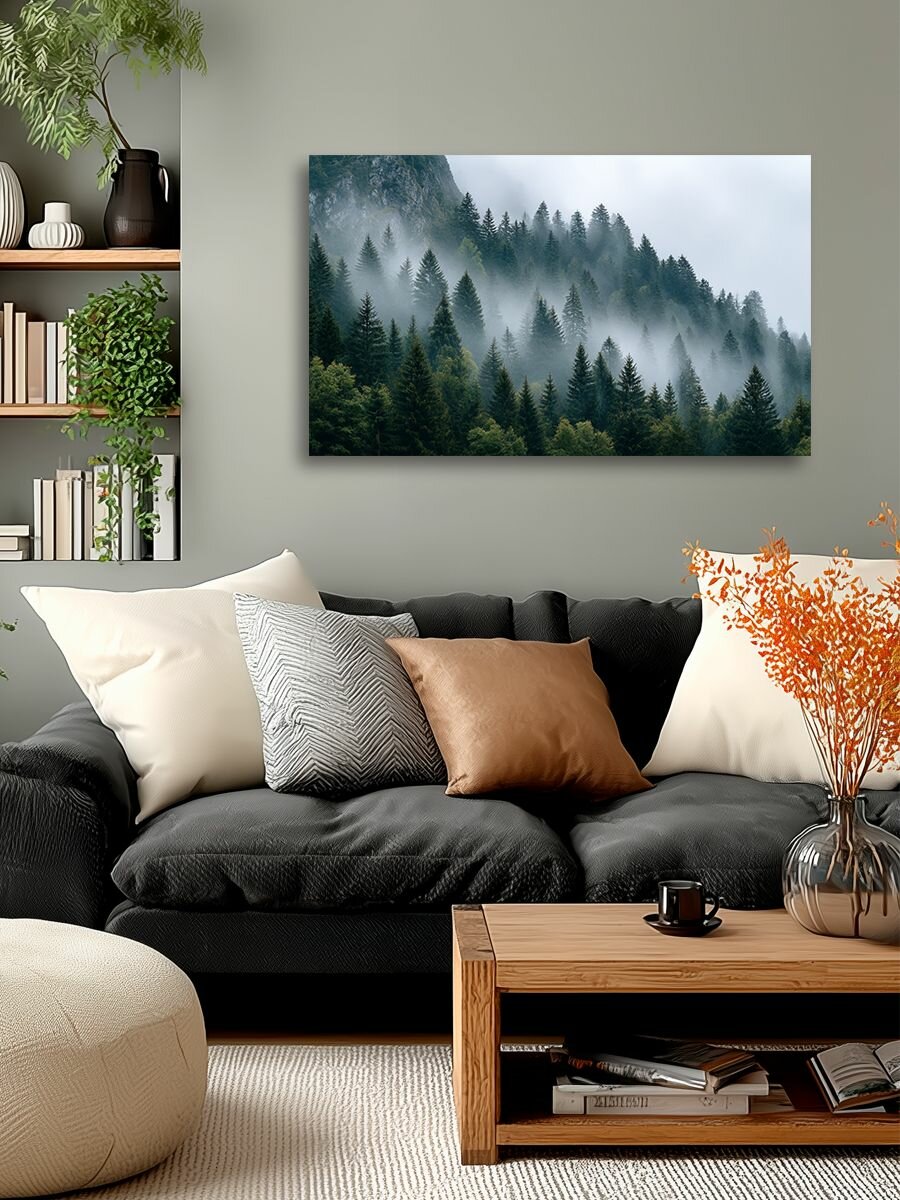 Картина на холсте LOFTime 60х100 Горы лес в тумане 2 КБ-1955-60100