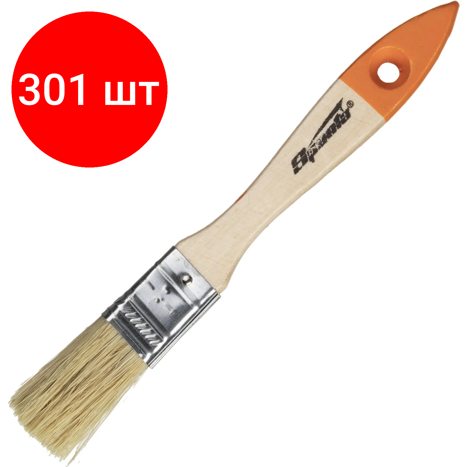 Комплект 301 штук, Кисть плоская 20 мм (3/4) натур. щетина дер. ручка Slimline Sparta 824155