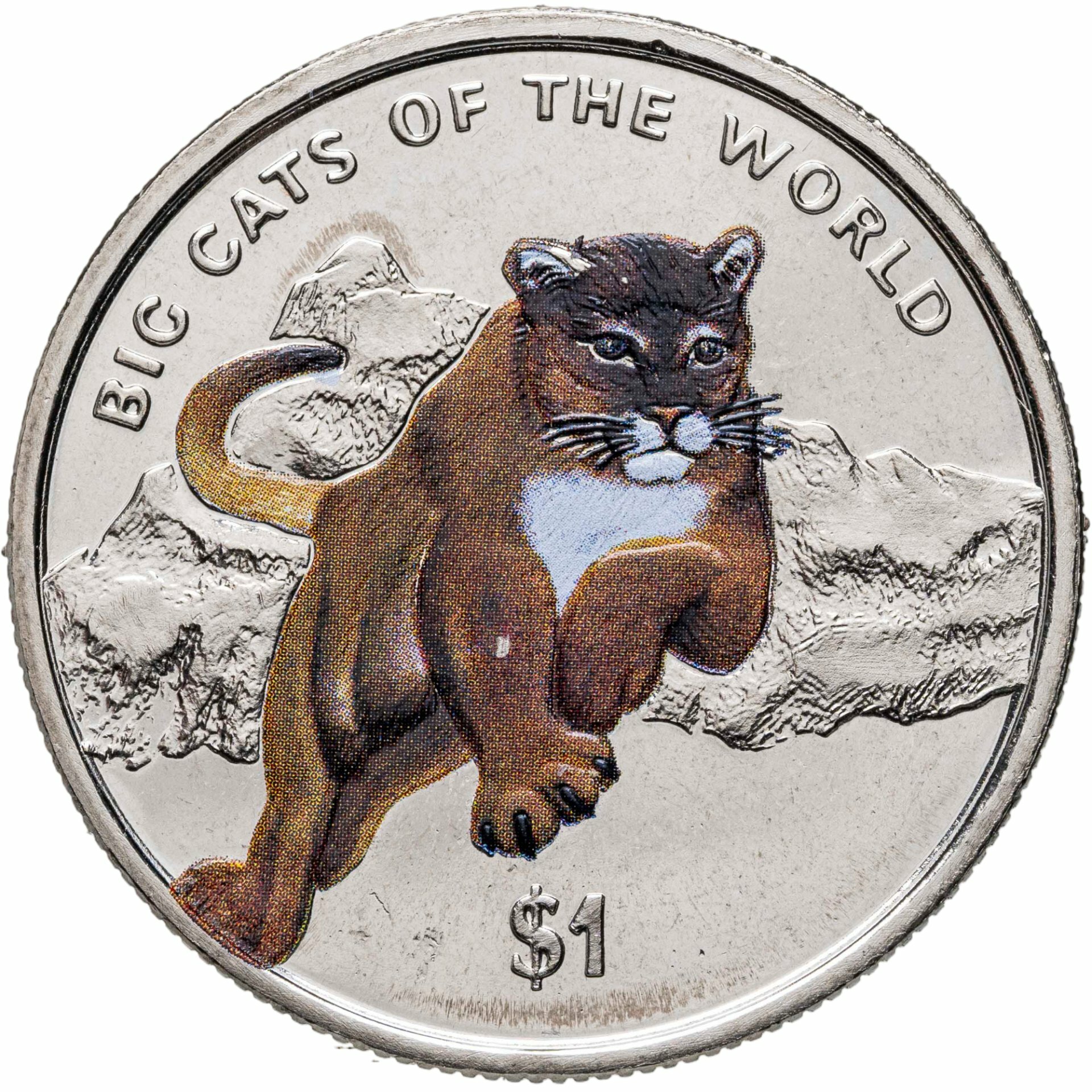 Сьерра-Леоне 1 доллар dollar 2001 "Большие кошки мира - Пума" цветная, Мельхиор медь-никель, в сохранности BUNC