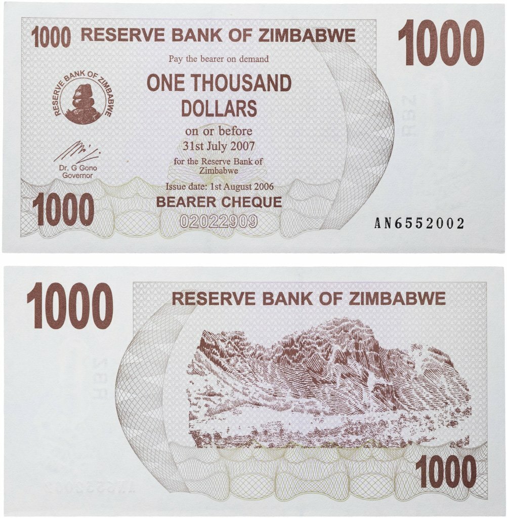 Зимбабве 1000 долларов 2007