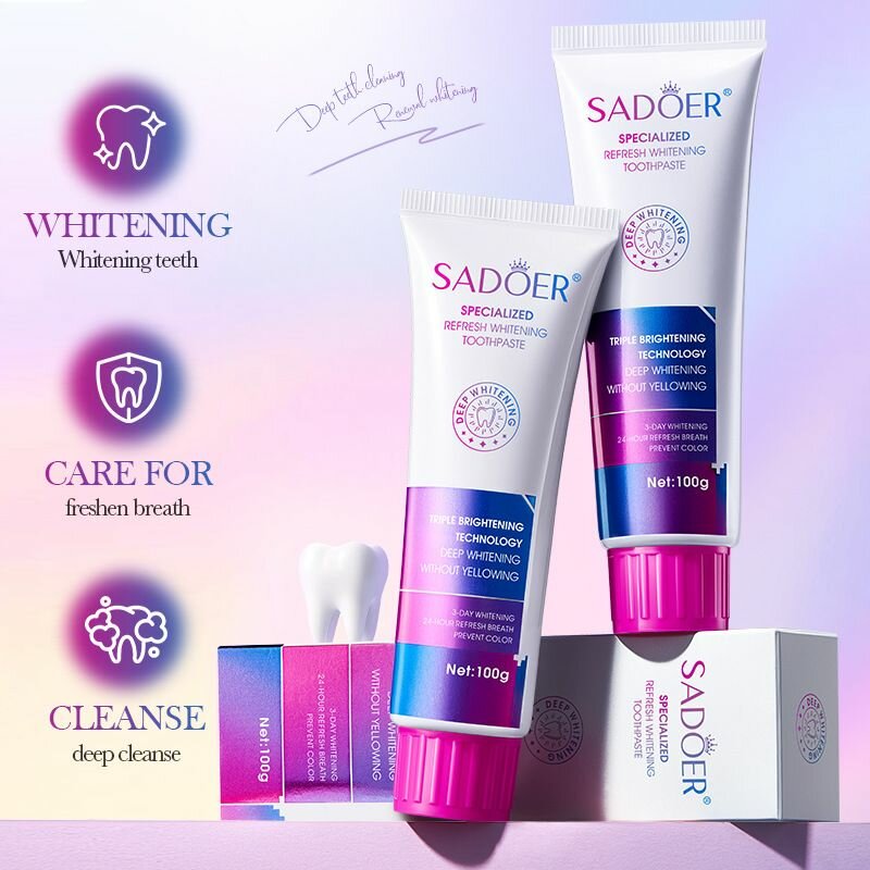 Зубная паста SADOER, отбеливающая, для свежести, мятная, 100г